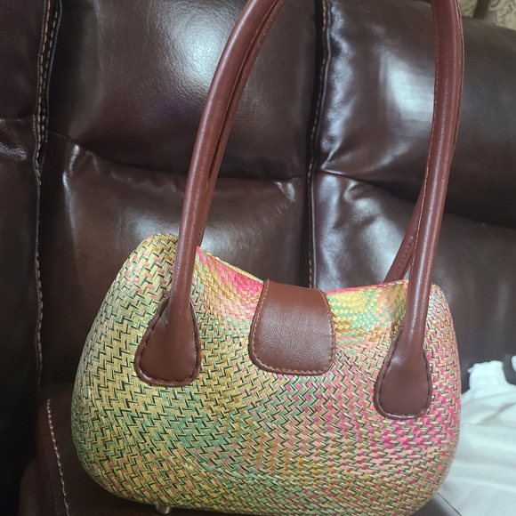 SAC | Bags | The Sac Straw And Leather Pursealpha Kappa Alpha Sorority ...